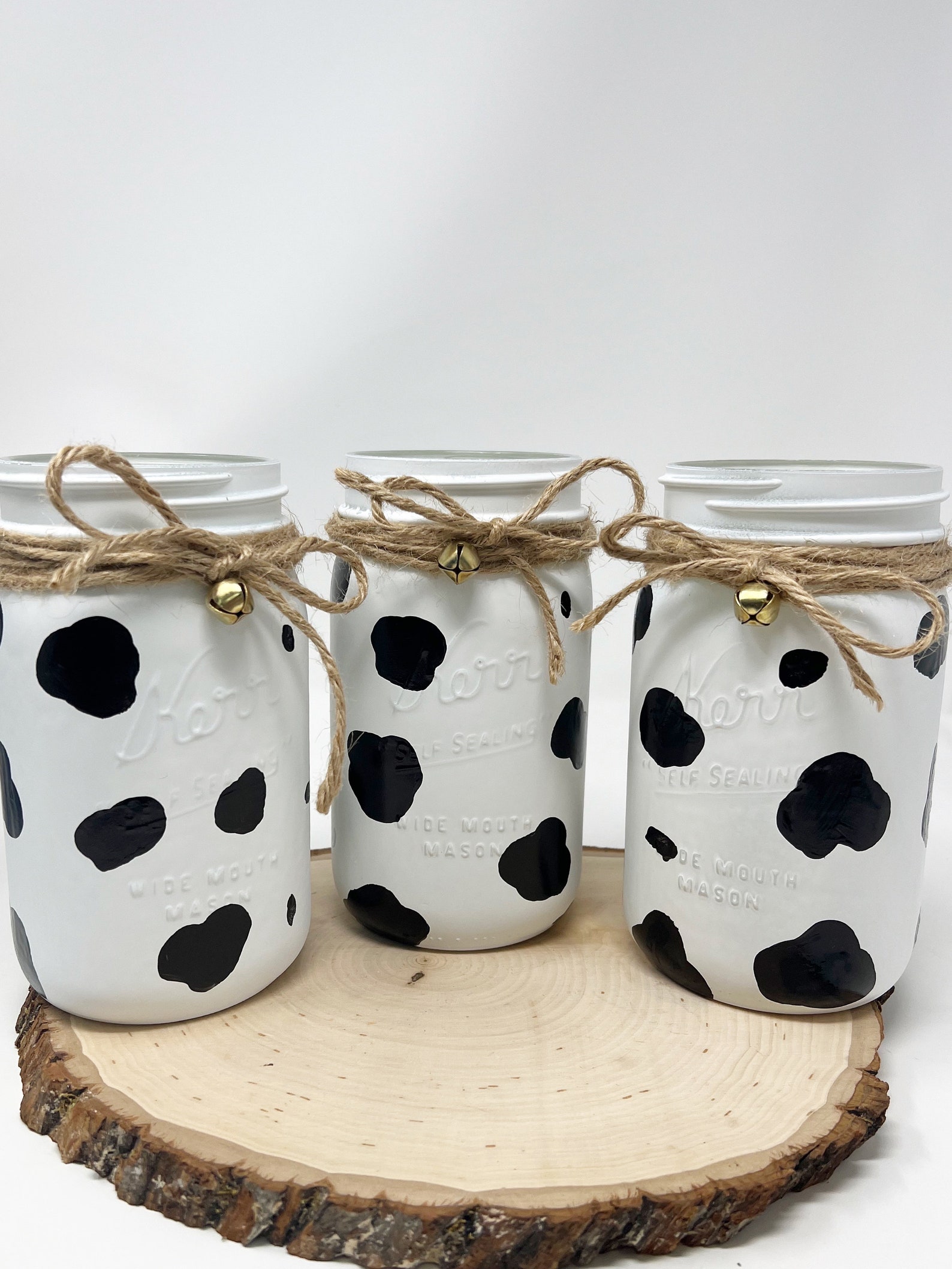 Hand Painted Cow Print Mason Jar Cow Mason Jar Centerpieces - Etsy