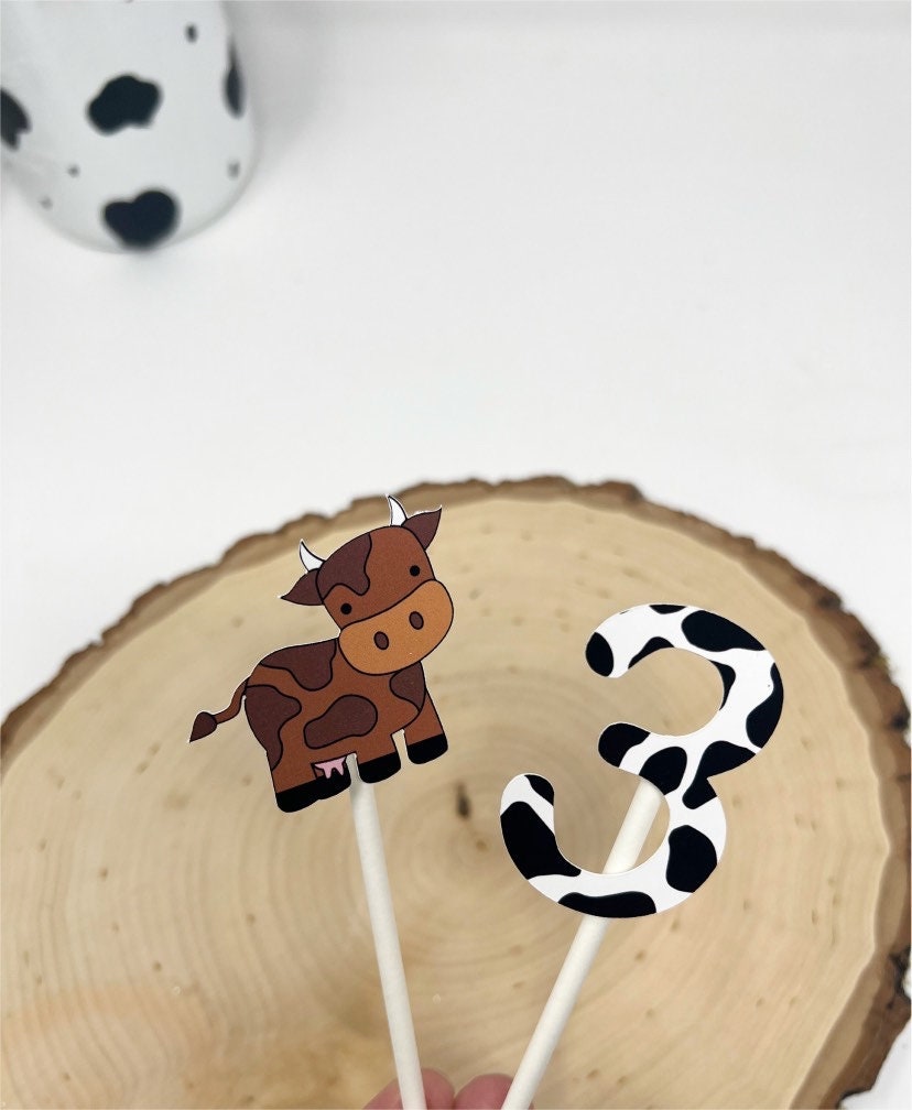 Custom Cow Cupcake Toppers First Birthday Cow Cake Topper - Etsy