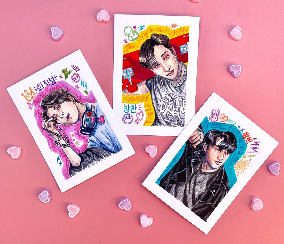 3RACHA Original Watercolour Pencil Art - 3 X Images - Stray Kids - Etsy