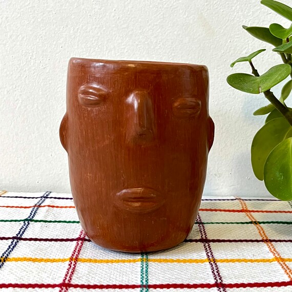 Barro Rojo Large Face Drinking Cup / Oaxaca Red Clay Pottery | Etsy