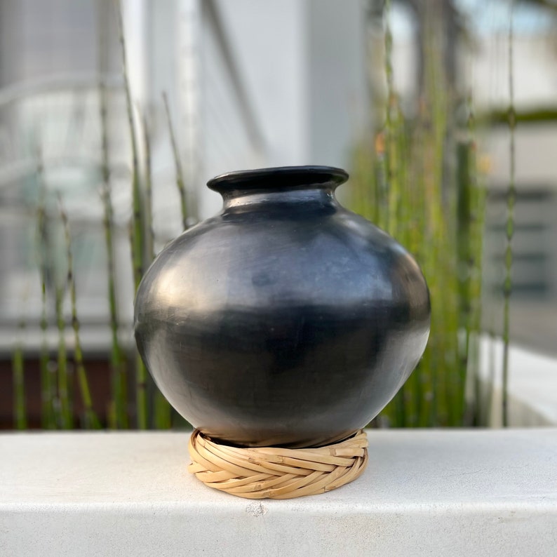 Barro Negro Cantaro Vase Unglazed Black Smoke Earthenware Burn Oaxaca ...