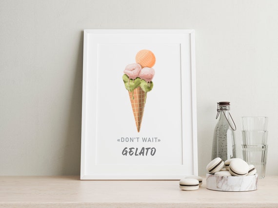 Gelato Drawing don't Wait Italian Food | Etsy