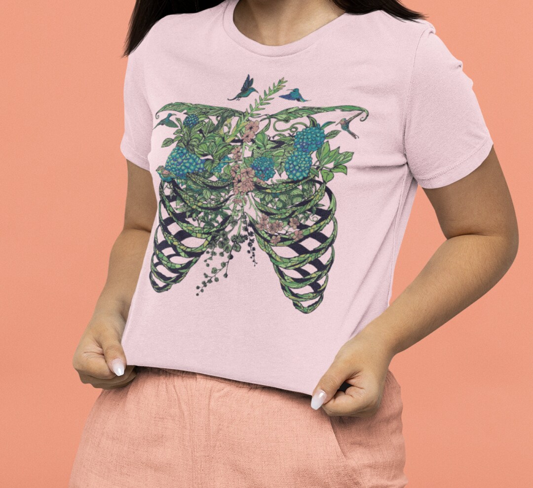 Floral Skeleton Shirt, Backbone Floral Shirt,anatomy Shirt,skeleton ...