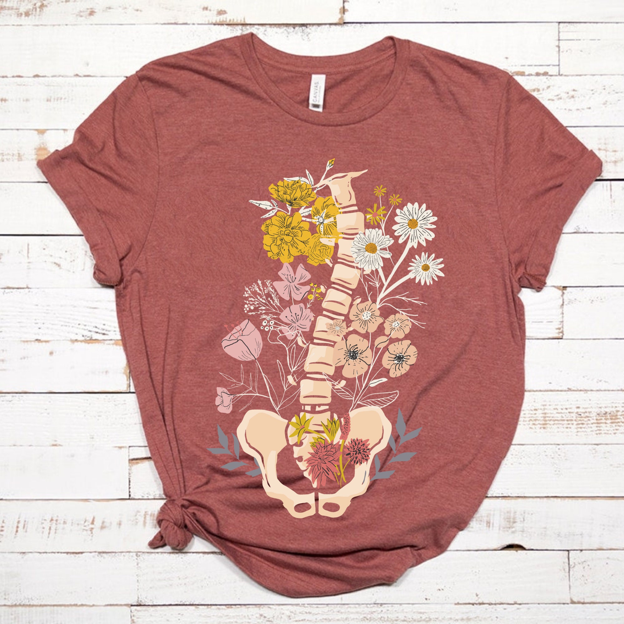 Scoliosis Awareness Shirt, Spine Health Floral Tee, Supportive Apparel ...