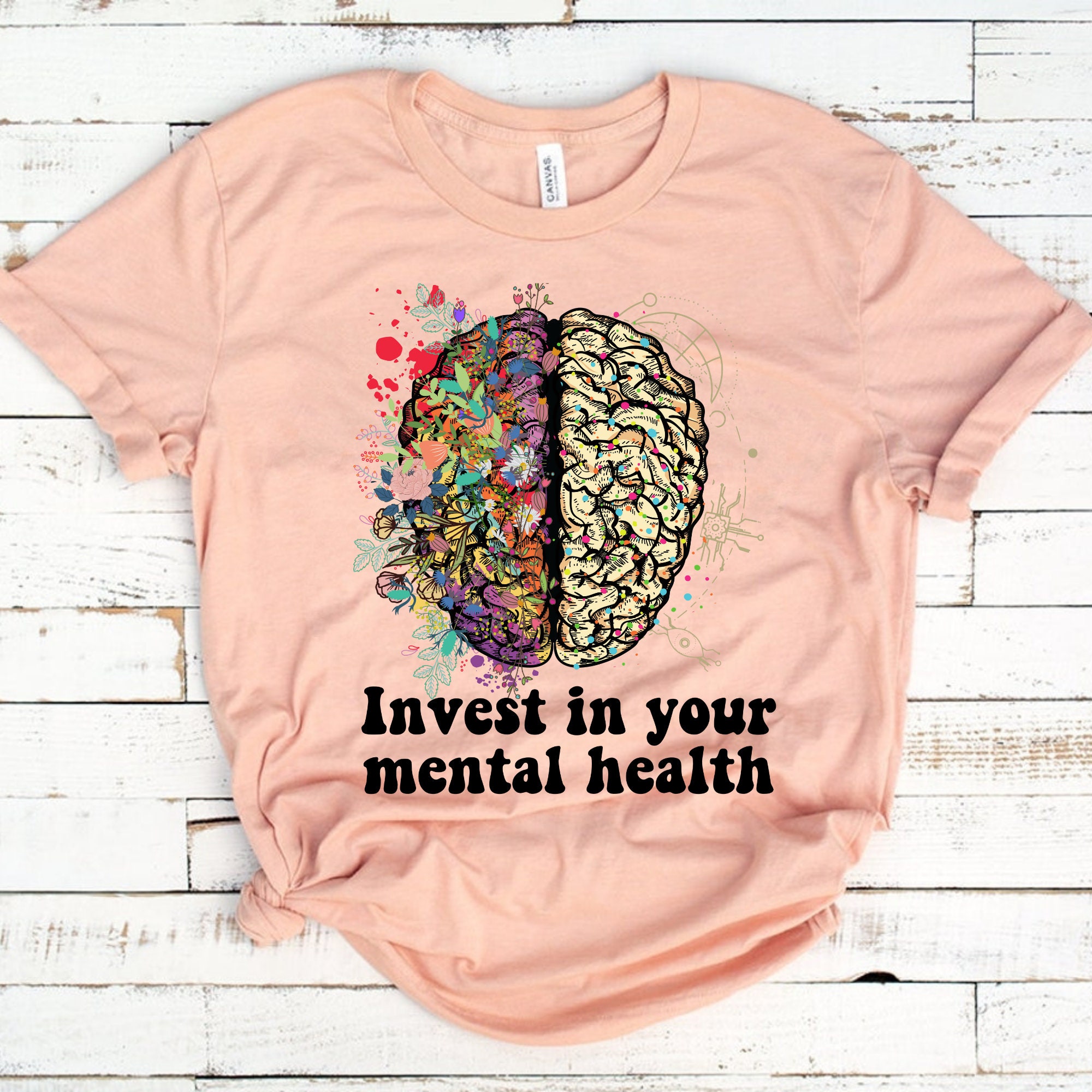 Invest in Your Mental Health Brain Anatomy Graphic T-shirt, Psychology ...