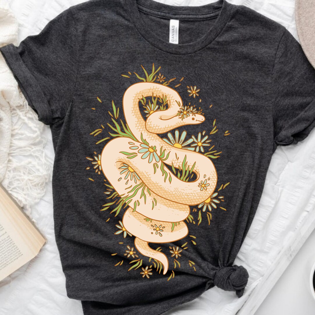 Floral Snake Shirt Snake Lover Shirt Snake Flower Shirt Cottagecore ...