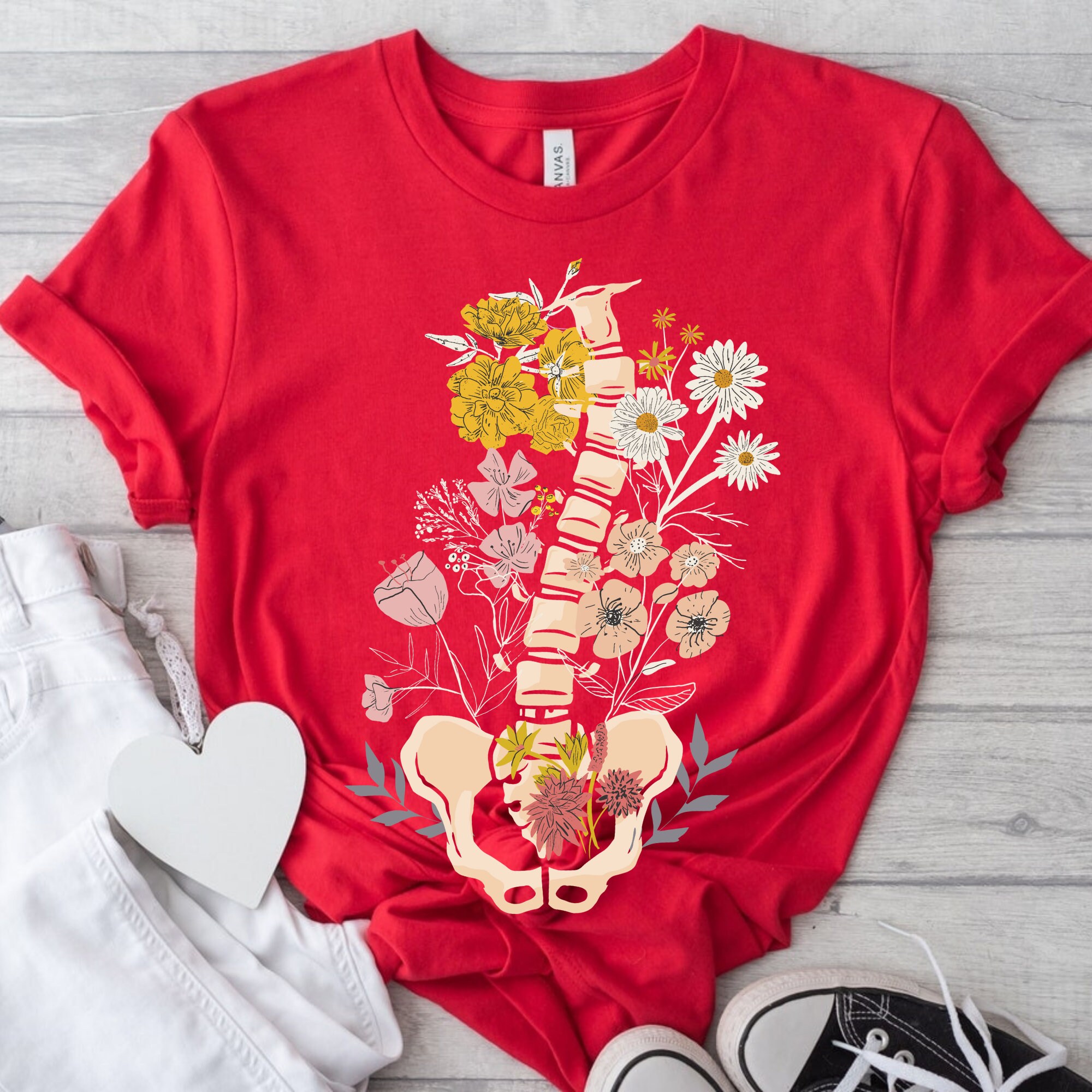 Scoliosis Awareness Shirt, Spine Health Floral Tee, Supportive Apparel ...