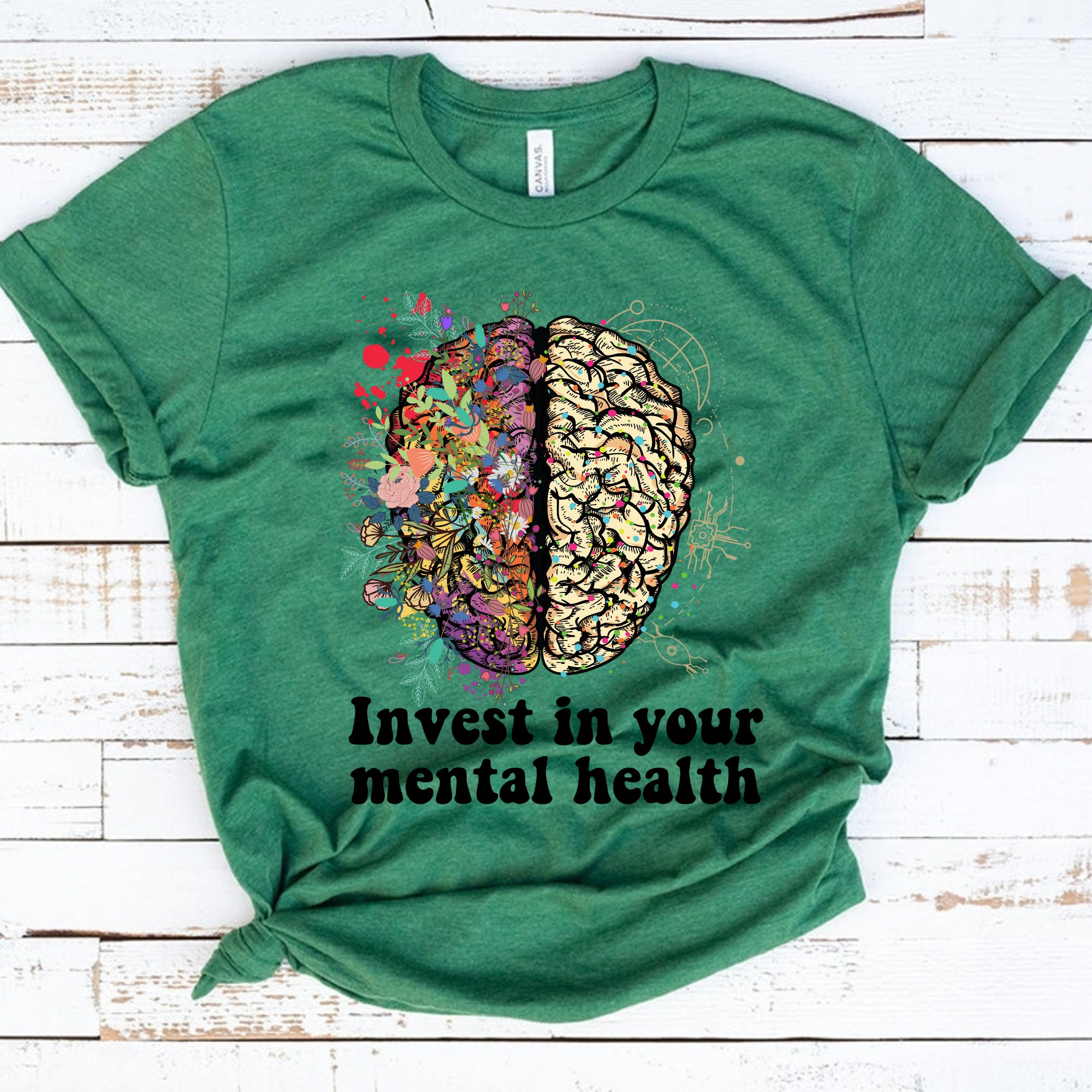 Invest in Your Mental Health Brain Anatomy Graphic T-shirt, Psychology ...