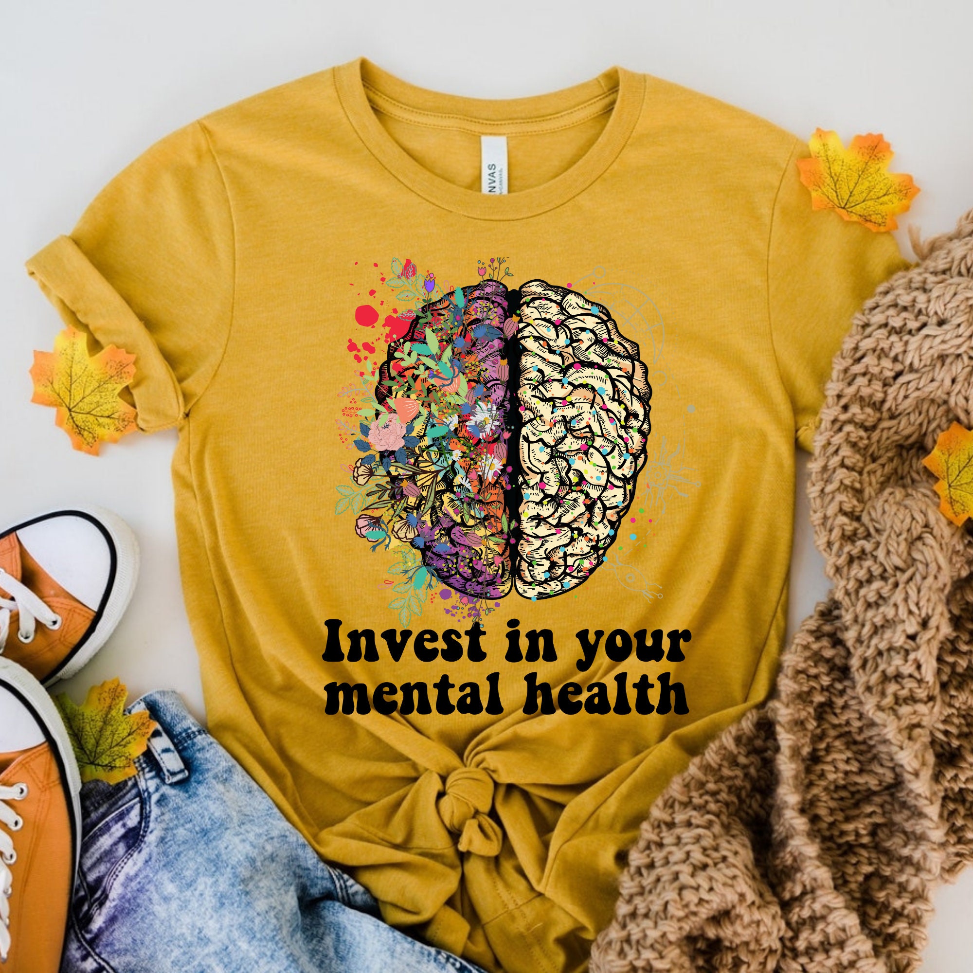 Invest in Your Mental Health Brain Anatomy Graphic T-shirt, Psychology ...