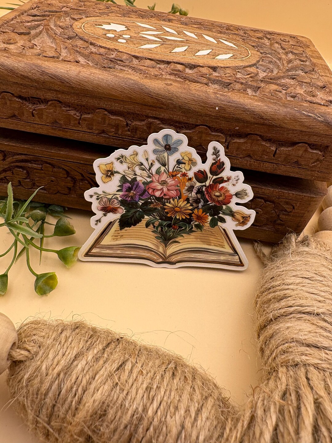Floral Book Sticker: Waterproof Flower Arrangement Decal - Etsy