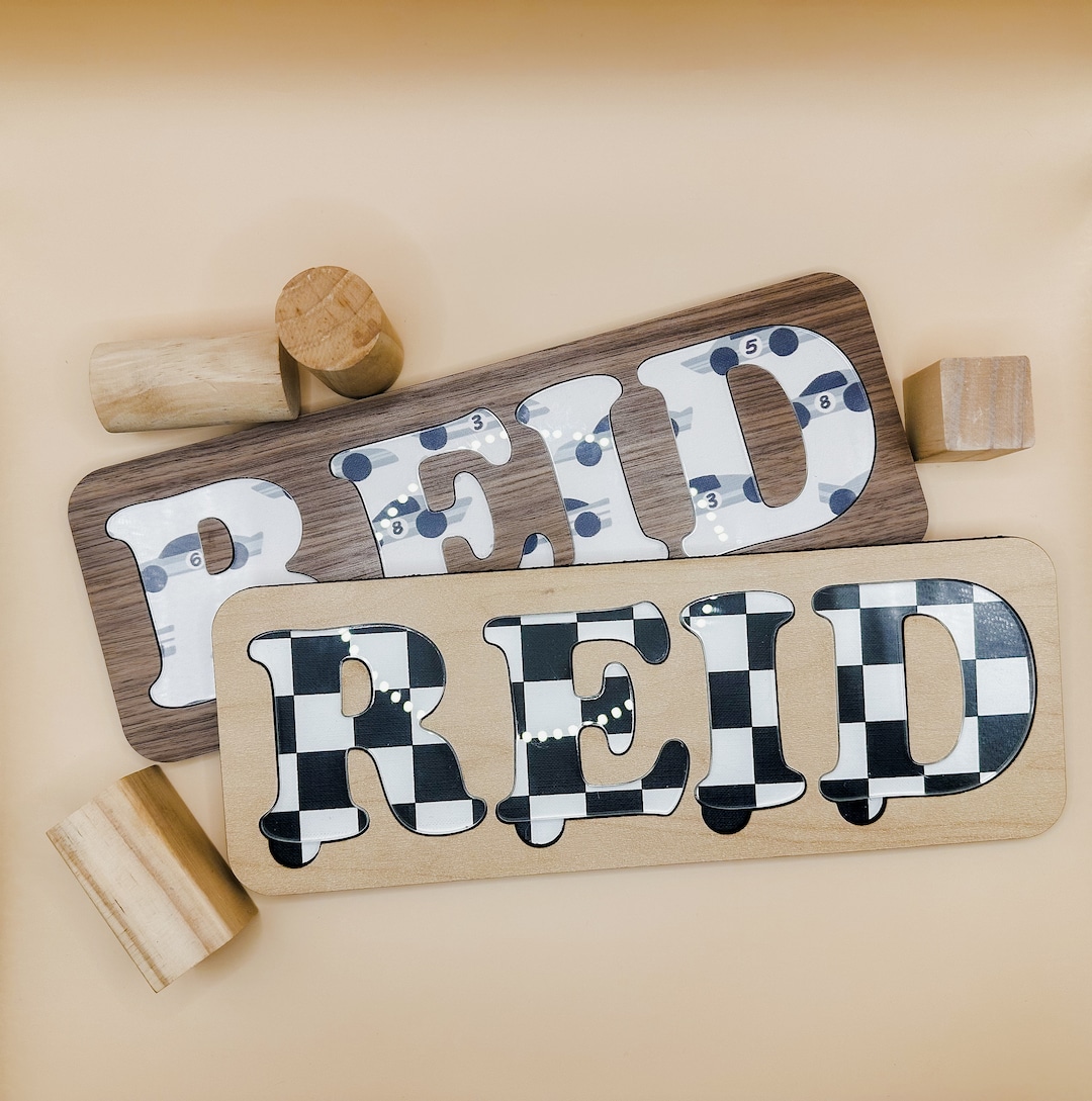Montessori Wood Name Puzzle - Acrylic Letters, Baby Shower Gift - Etsy