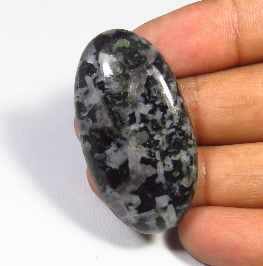 Natural Gabbro Merlinite Jasper Gemstone, 42x22mm, Indigo Gabbro Jasper ...