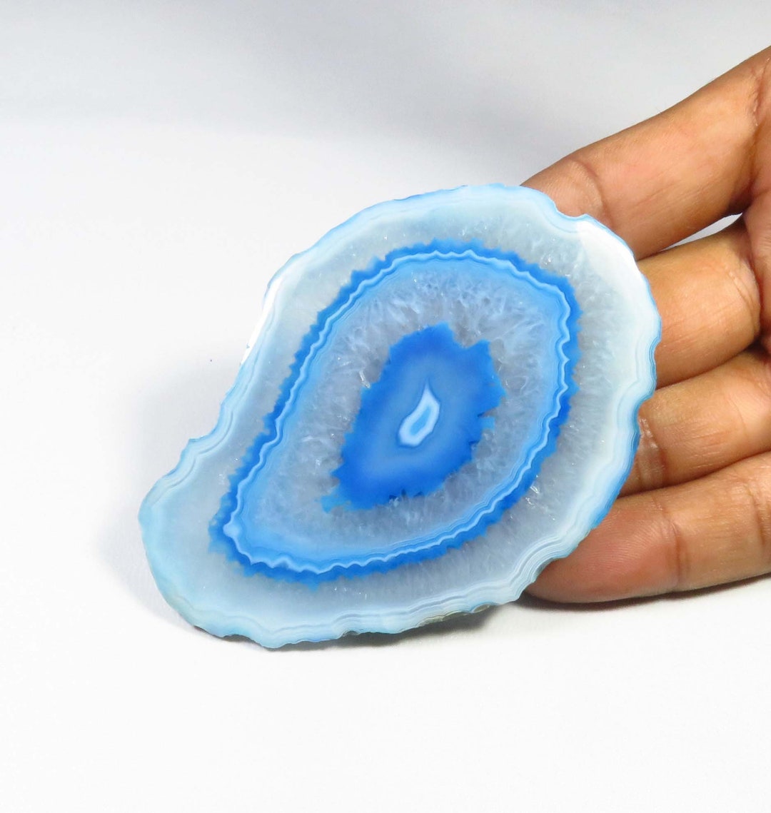 Natural Slice Geode Agate Cabochon, 77x54mm, 211 Cts, Polished Smooth ...