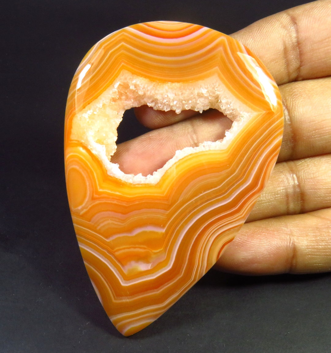Handmade Onyx Geode Agate Window Cabochon, 75x51 Mm, Natural Onyx Druzy ...