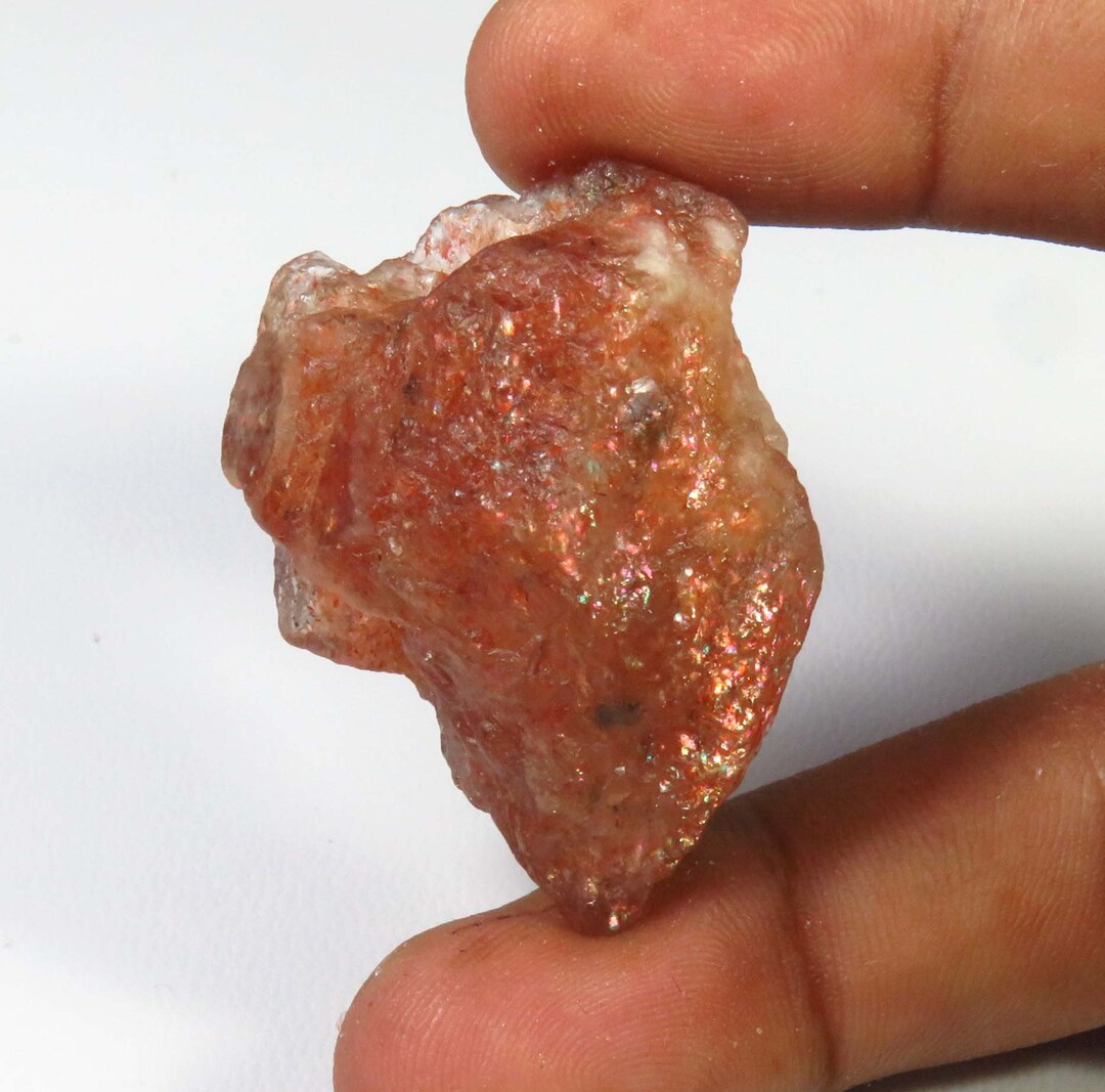 African Sunstone Sparkle Gemstone Rough, 39x28mm, Natural Red Sparkle ...