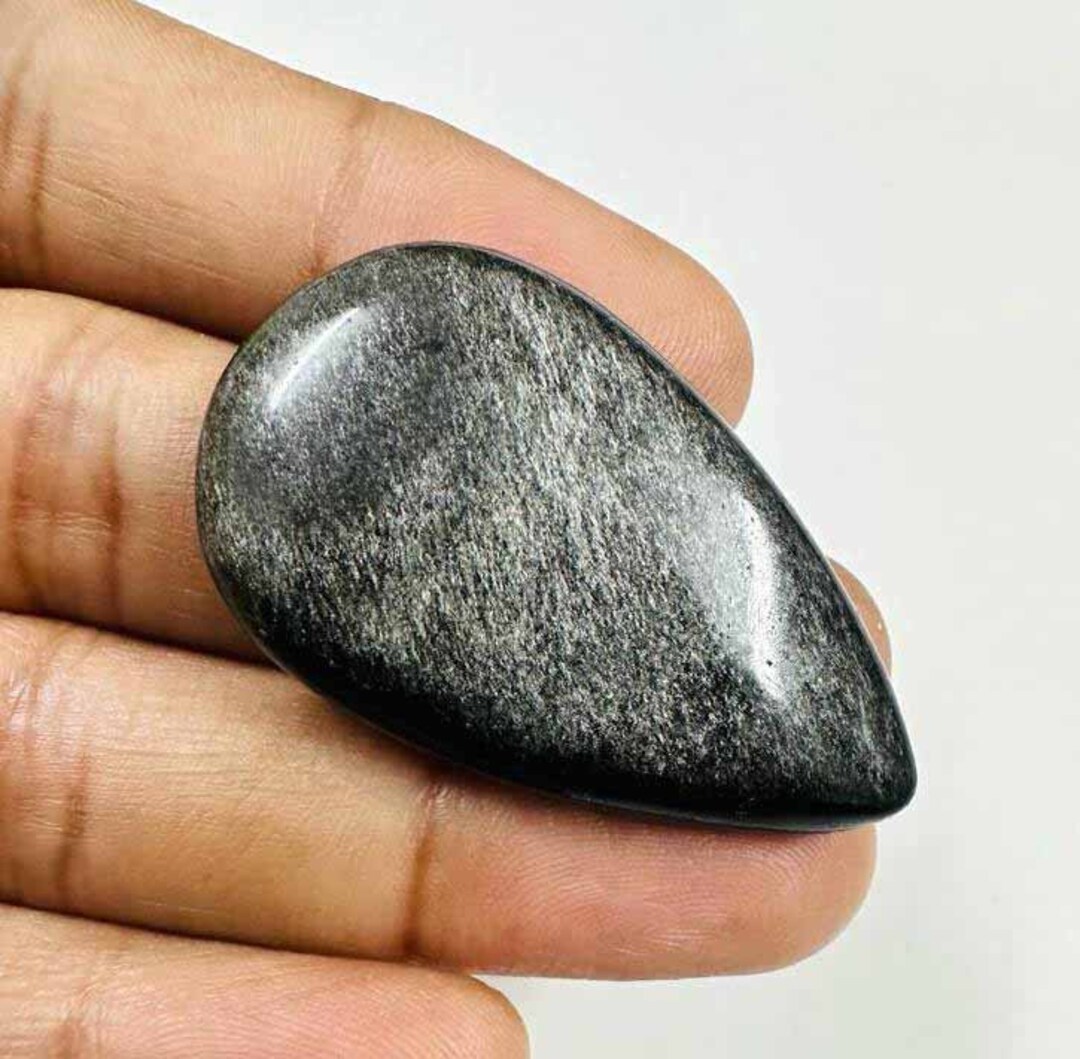 Handmade Obsidian Smooth Cabs, Natural Obsidian Silver Shine Gemstone ...