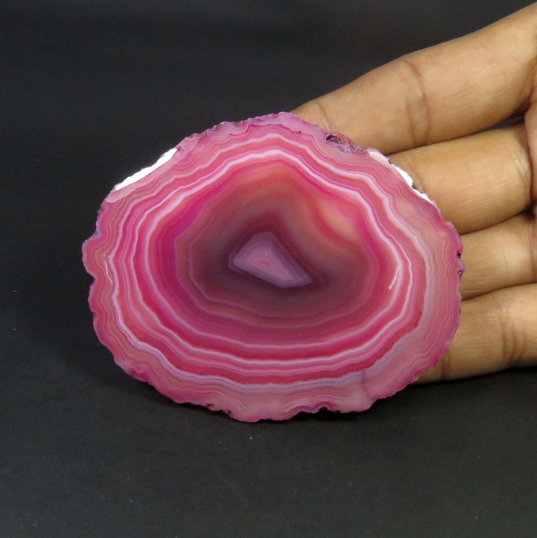 Natural Slice Geode Agate Gemstone, Pink Agate Smooth Polished Cabochon ...