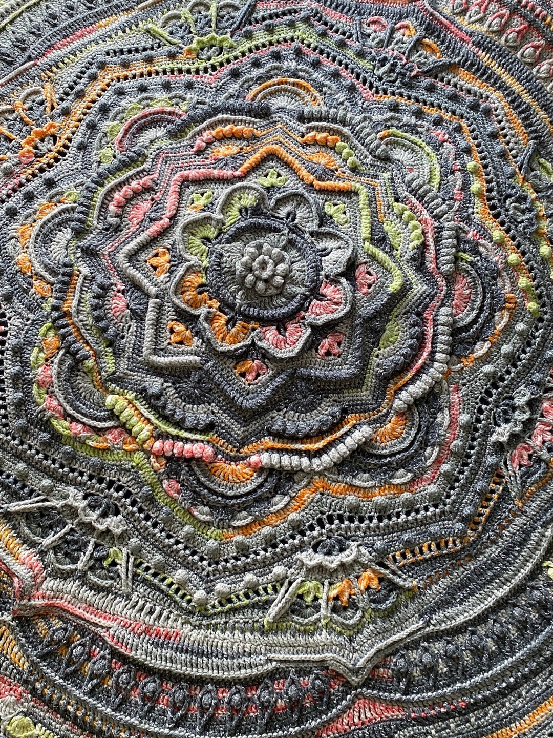 Grey Circular, Crocheted, Textured Throw/blanket - Etsy UK