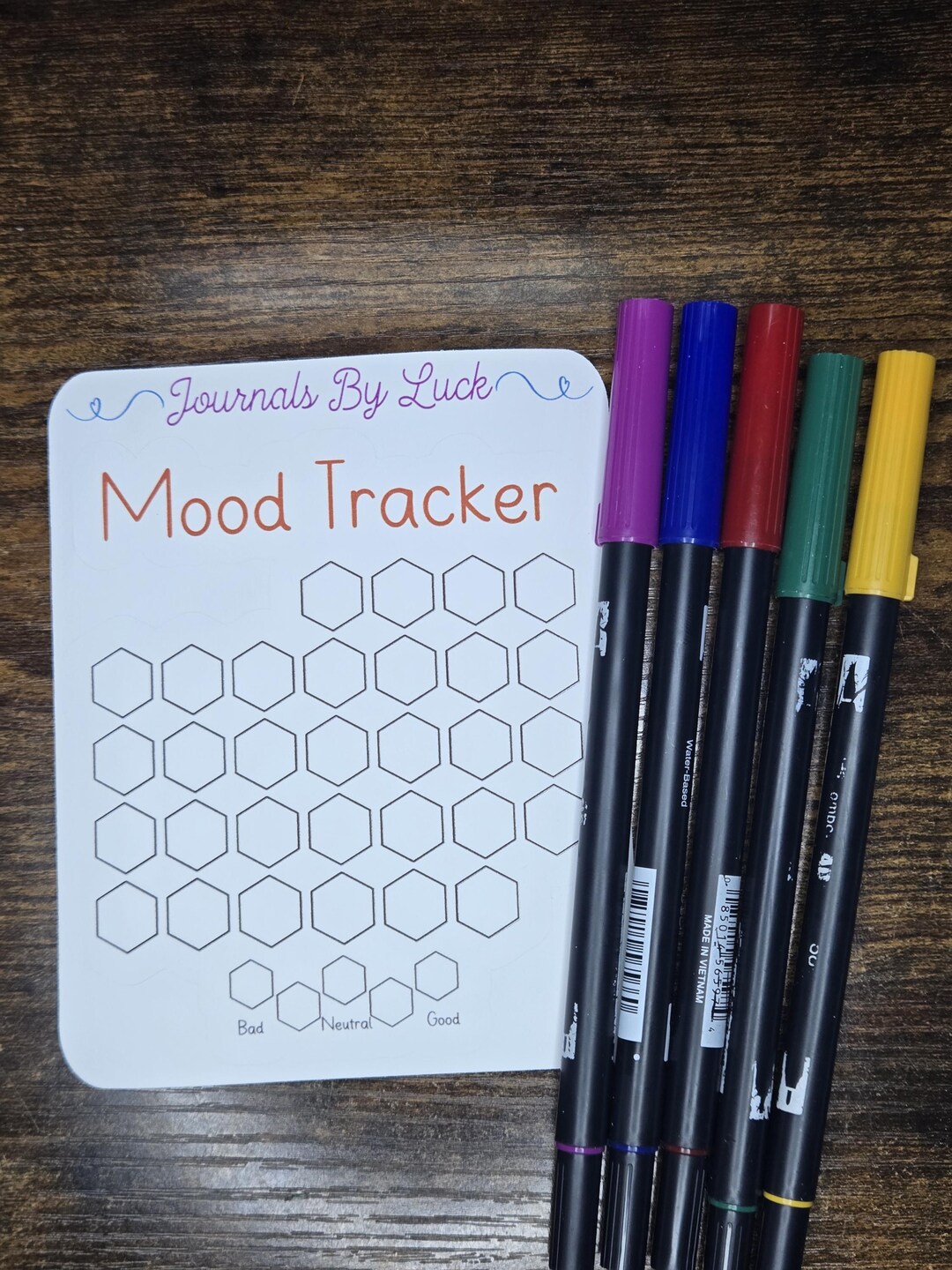 Mood Tracker Sticker Sheet | 31 Hexagon Stickers to Track Daily Mood ...