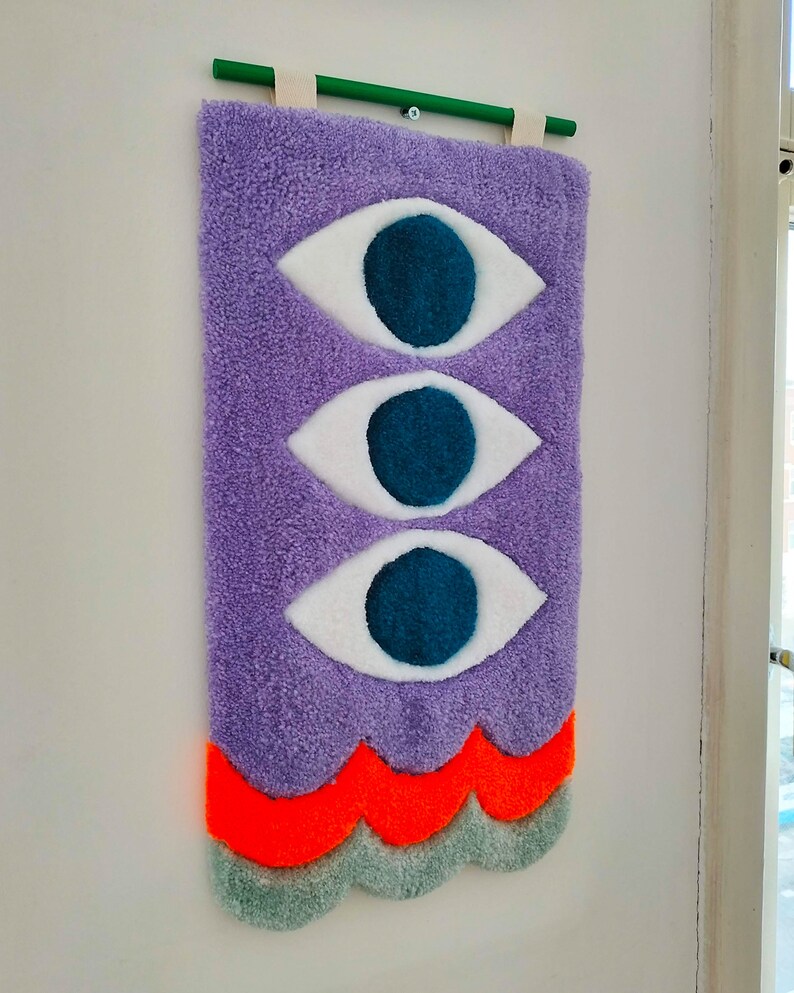 The Three Eyes, Vibrant Tufted Wall Hanging, Meditation, Handmade ...