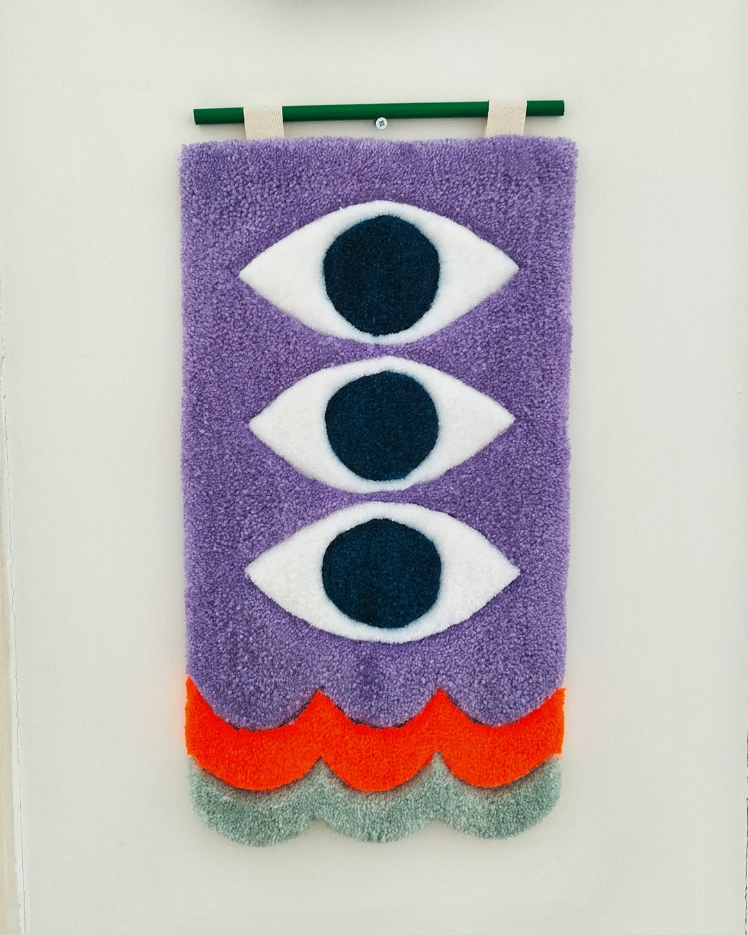 The Three Eyes, Vibrant Tufted Wall Hanging, Meditation, Handmade ...