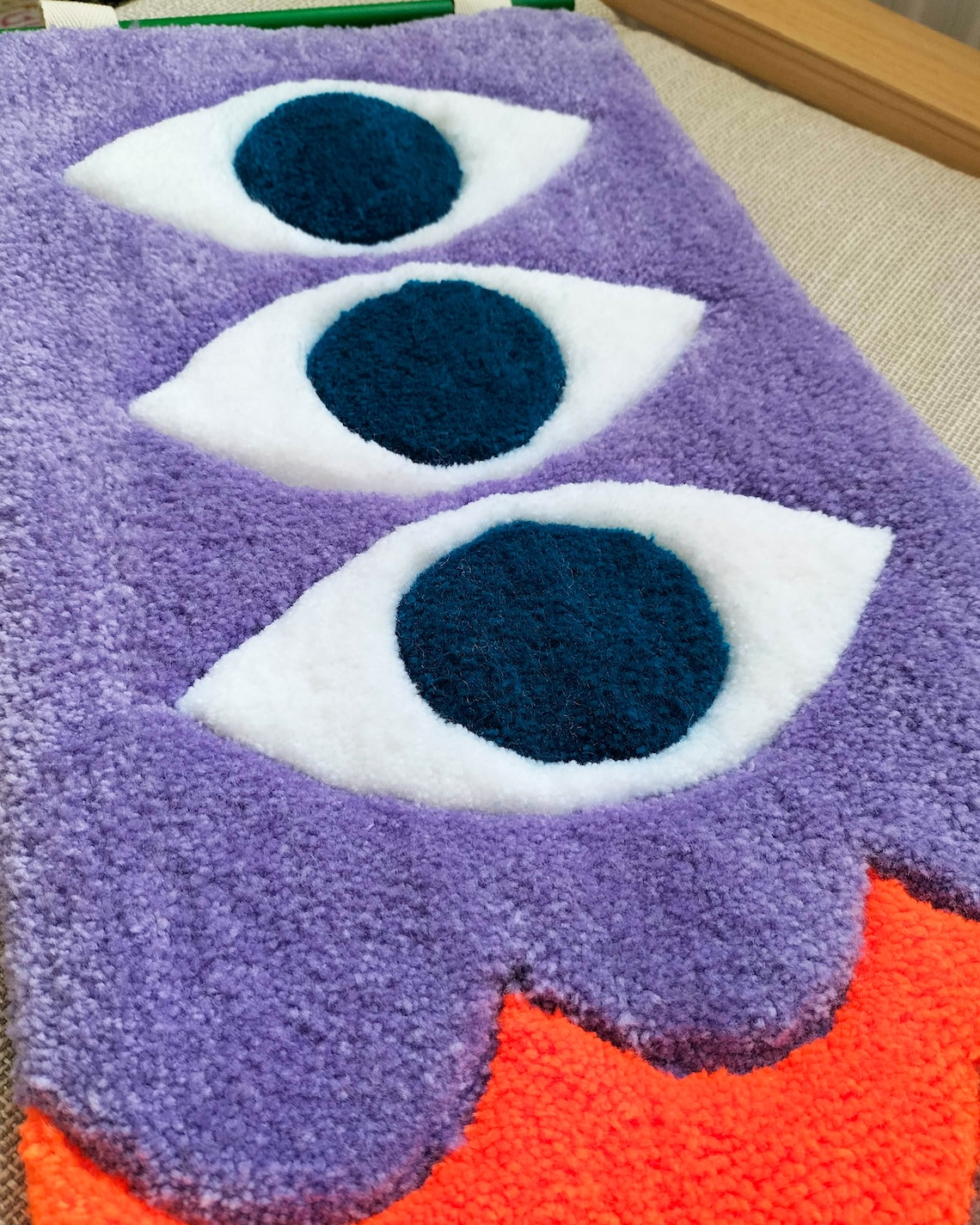The Three Eyes, Vibrant Tufted Wall Hanging, Meditation, Handmade ...