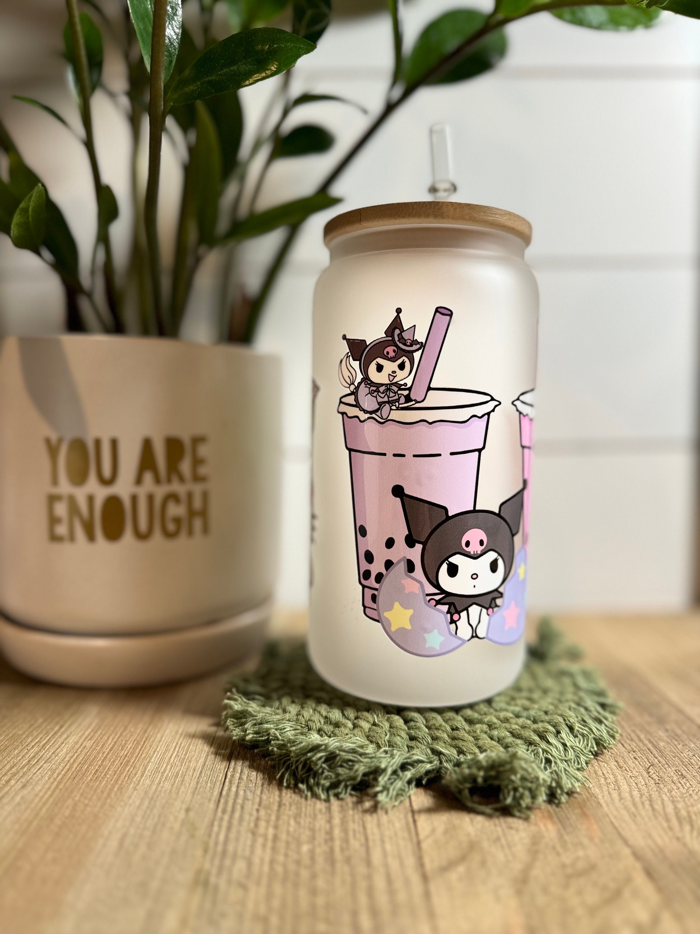 16oz Anime Kawaii Kitty and Friends Boba Glass Cup - Etsy