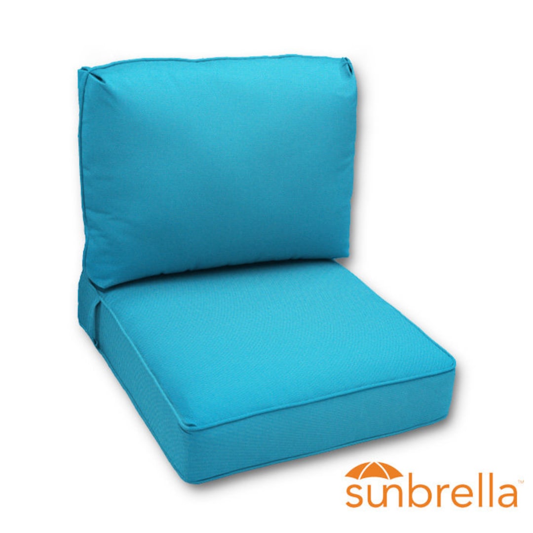 Patio Chair Cushions Sunbrella® Canvas Cyan Deep Seating - Etsy