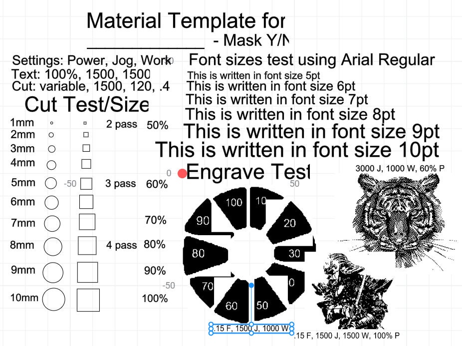 Snapmaker 2.0 Material Test Template, Cut Test, Laser Engrave, Laser ...