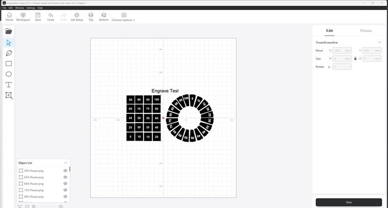 Power Wheel Test, Laser Material Template, Power Grid Test, Laser ...