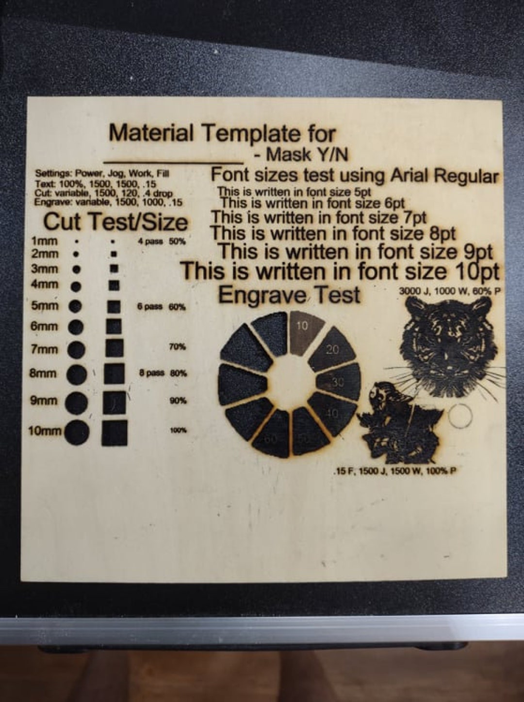 Snapmaker 2.0 Material Test Template, Cut Test, Laser Engrave, Laser ...
