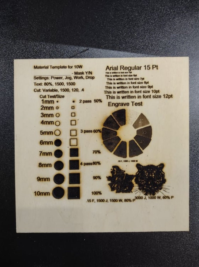 Snapmaker 2.0 Material Test Template, Cut Test, Laser Engrave, Laser ...