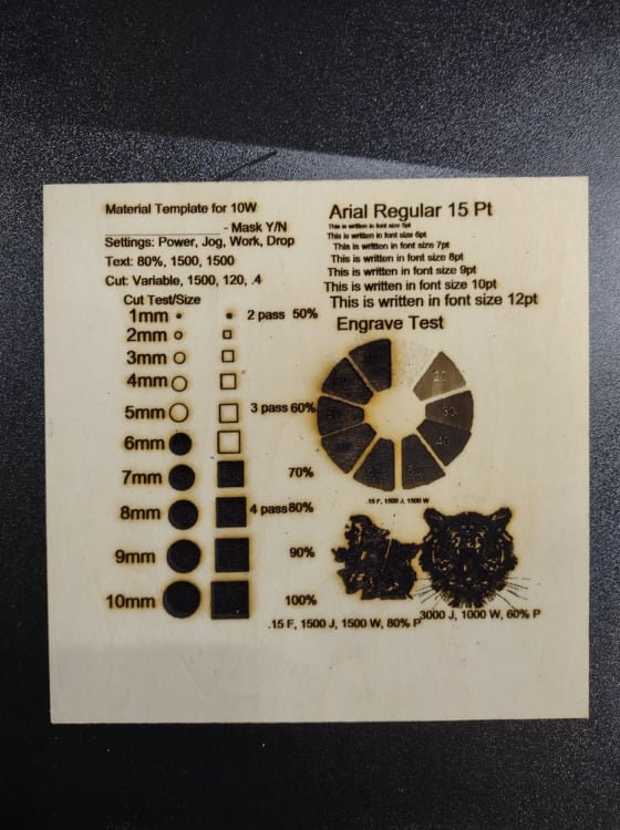 Snapmaker 2.0 Material Test Template, Cut Test, Laser Engrave, Laser ...