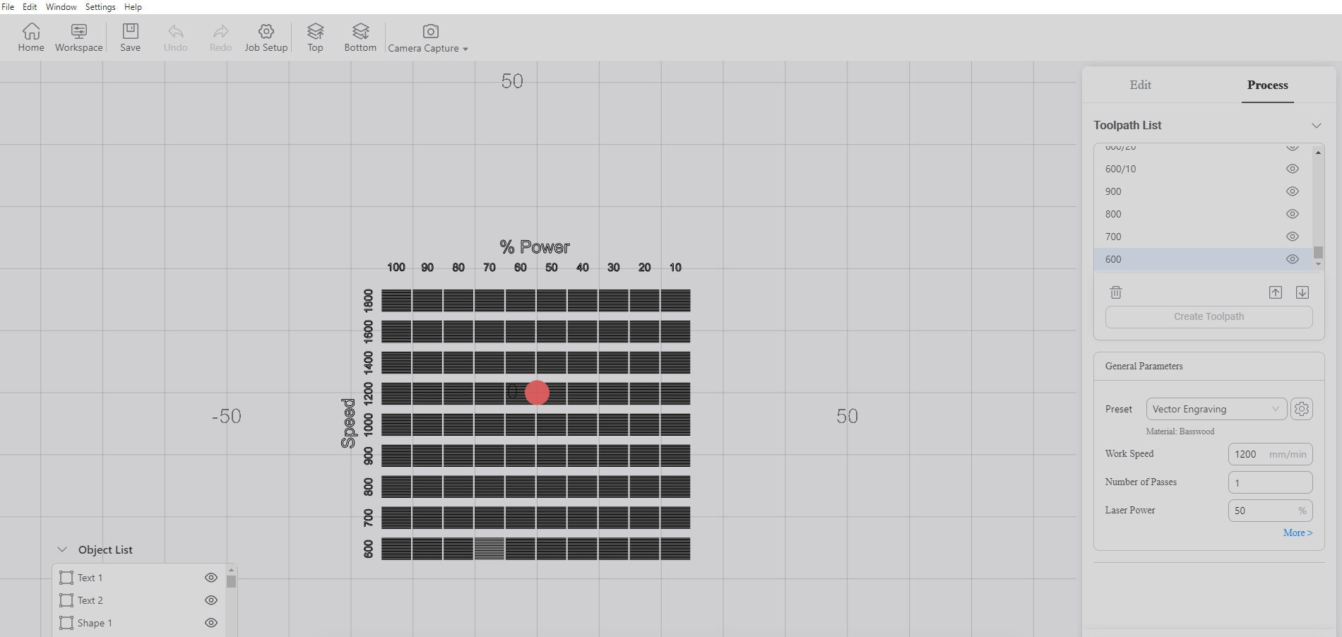 Material Power Test Template, Laser Engrave, Power Grid, Snapmaker 2.0 ...
