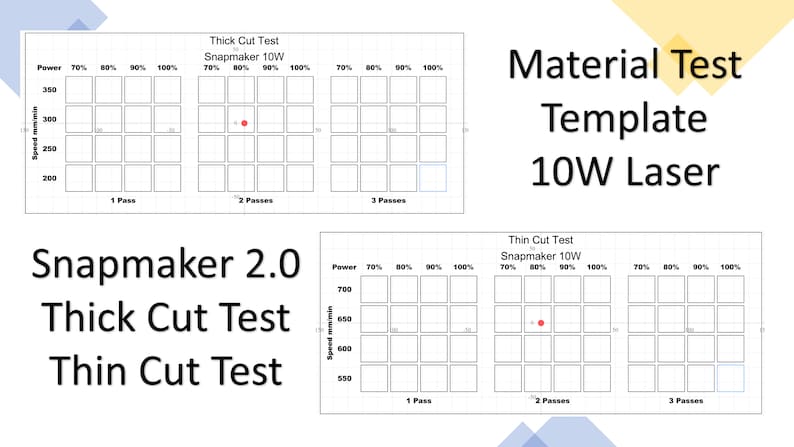 Thick Cut Test, Laser Material Template, Thin Cut Test, Laser Printer ...