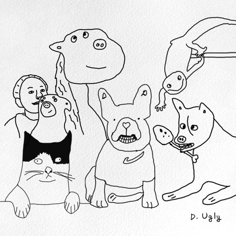 CUSTOM UGLY PORTRAIT Line Drawing Bad Portrait Line Art - Etsy