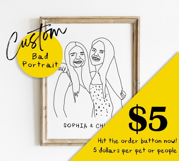 CUSTOM BAD PORTRAIT Custom Illustration Funny Portrait Line - Etsy