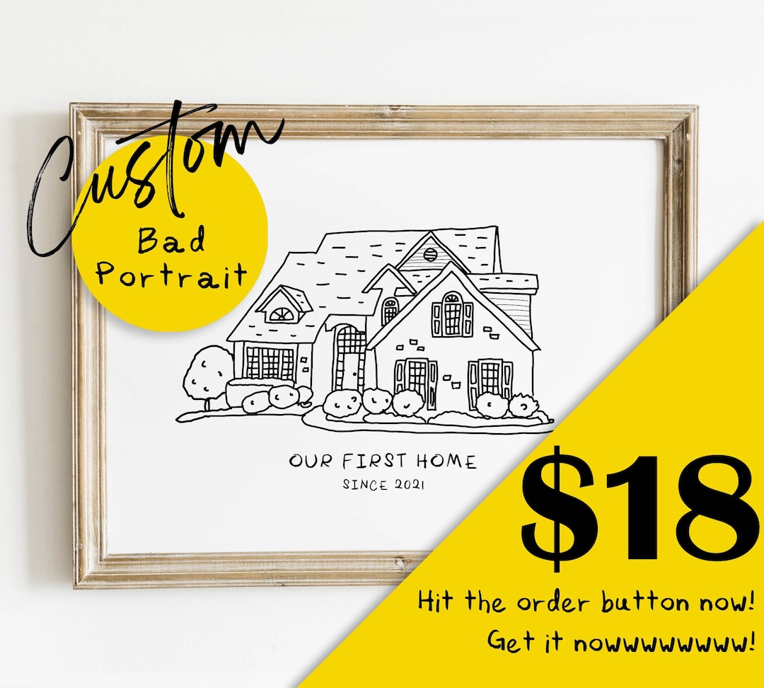 Custom Line Art House Portrait Line Art House Painting Personalized ...