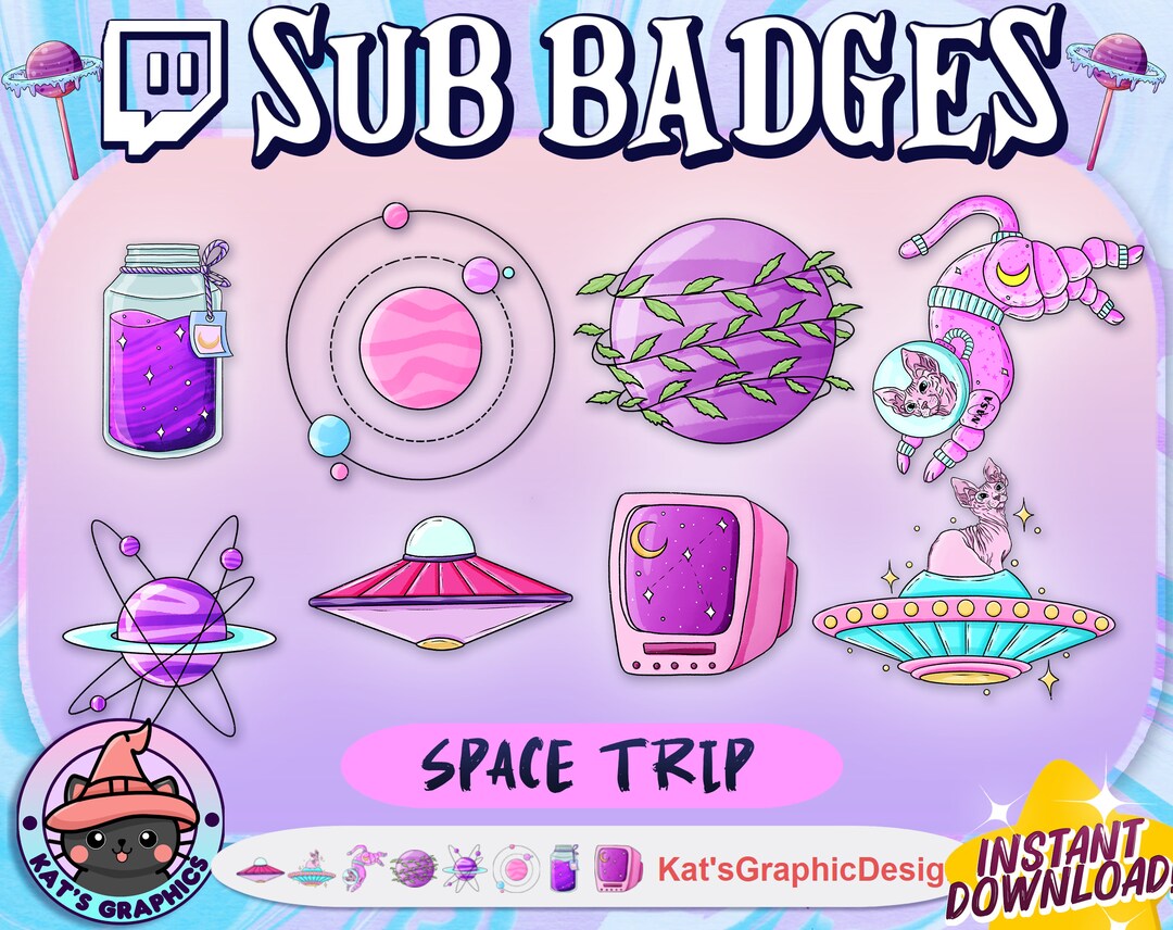 SPACE TRIP Twitch Sub Badges Subscriber Badges Bit Badges Streamer ...