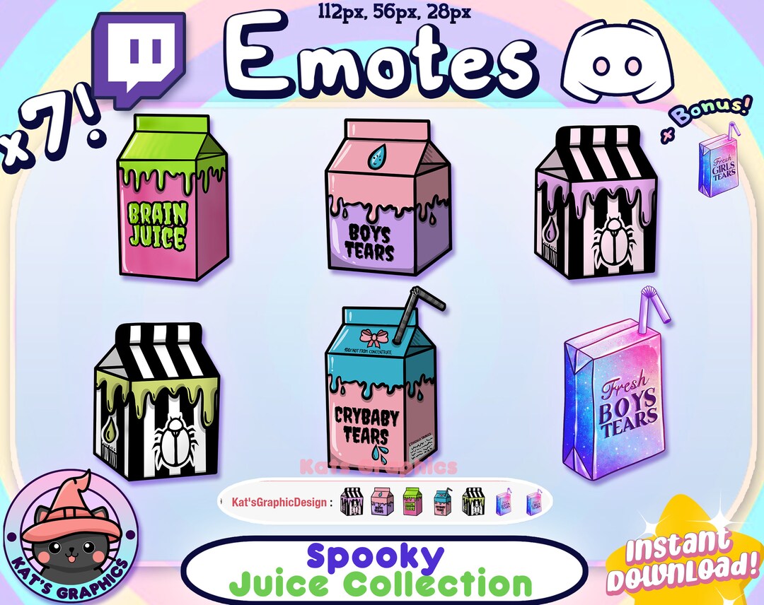 Spooky JUICE BOX Twitch Emotes | Channel Points | Streamer Emote ...