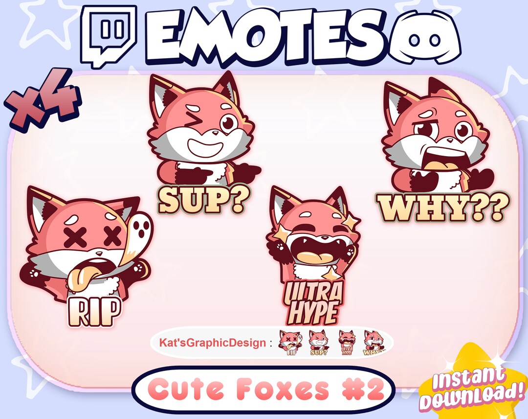 KAWAII FOX #2 Twitch and Discord Streamer Emotes | Channel Points ...