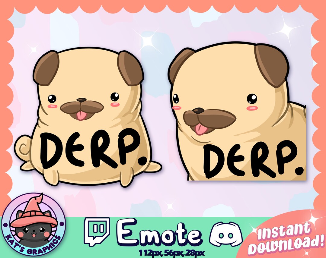 DERP PUG Twitch + Discord Emote | Channel Points | Streamer, Emoji, Icon, Cute, Stream, Meme ...
