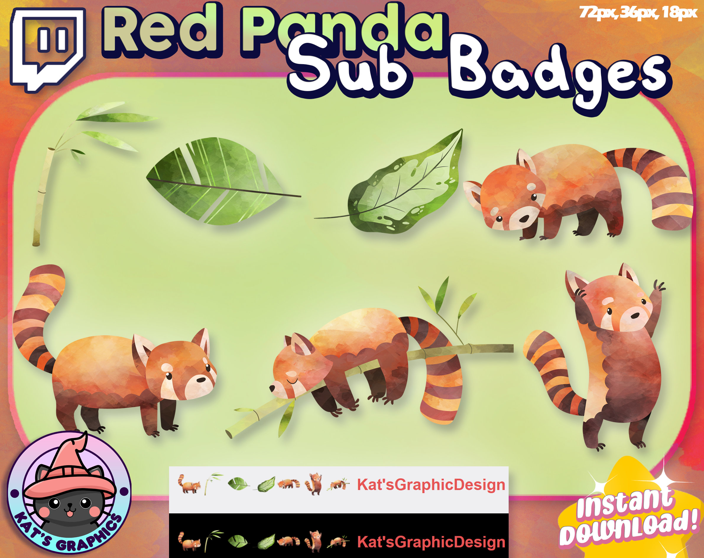 RED PANDA Twitch Sub Badges Subscriber Badges Bit Badges - Etsy UK