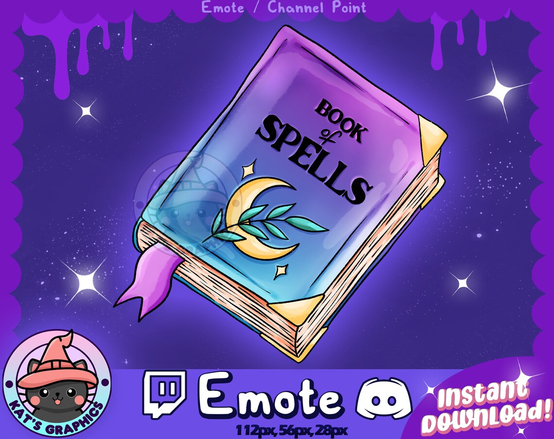 Book of Spells Witch Twitch Discord Emote Channel Points - Etsy