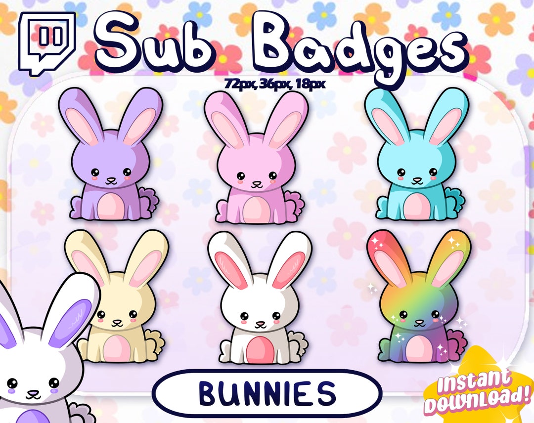 CUTE BUNNIES Twitch Sub Badges | Subscriber Badges | Bit Badges ...