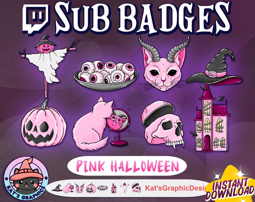 PINK HALLOWEEN Spooky Twitch Sub Badges | Subscriber Badges | Bit ...