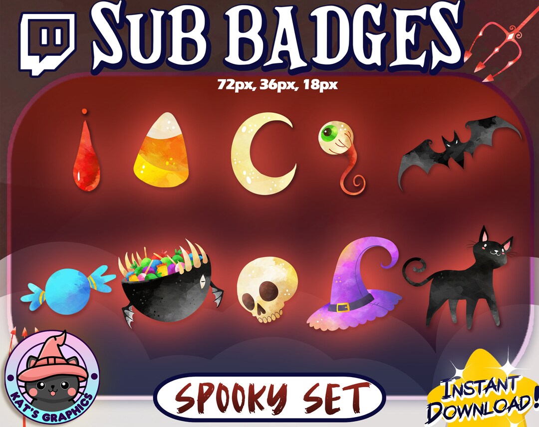 SPOOKY SET Twitch Sub Badges Subscriber Badges Bit Badges Scary UNIQUE ...