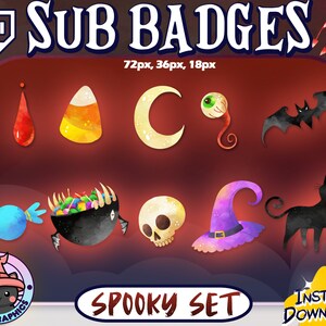 SPOOKY SET Twitch Sub Badges Subscriber Badges Bit Badges Scary UNIQUE ...