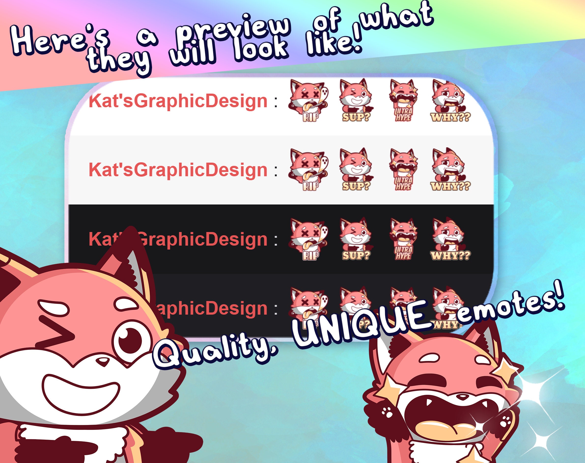 KAWAII FOX #2 Twitch and Discord Streamer Emotes | Channel Points ...