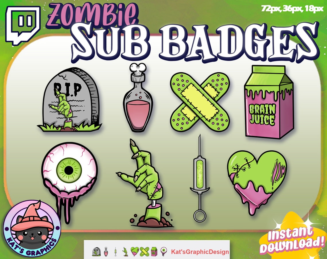 ZOMBIE Twitch Sub Badges | Subscriber Badges | Bit Badges | Streamer ...